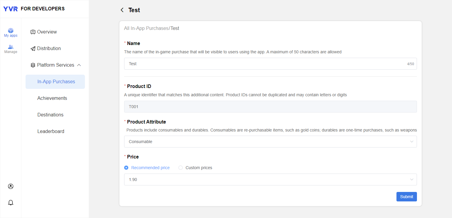 In-App Purchase | YVR Developer